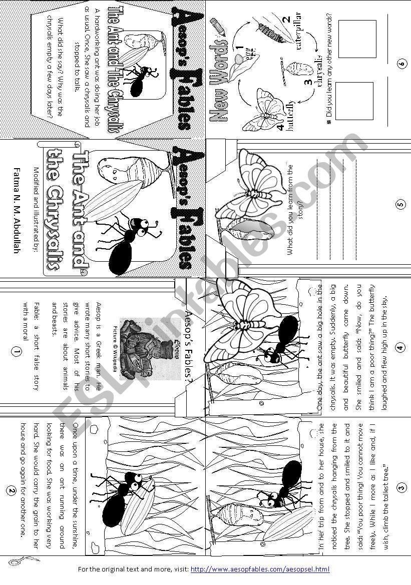 Aesop´s Fables: The Ant and the Chrysalis [ Mini-book ] - ESL worksheet ...